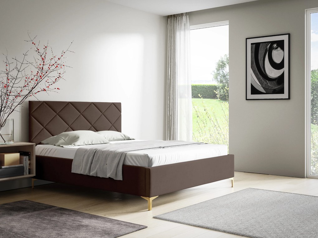Eka Čalouněná postel DIAMOND+ 180x200 cm Barva látky Trinity: (2319) Světlá růžová, Úložný prostor: S dřevěným rámem úložného prostoru