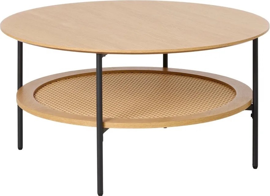Kulatý konferenční stolek v dekoru dubu v přírodní barvě ø 80 cm Pensacola – Unique Furniture