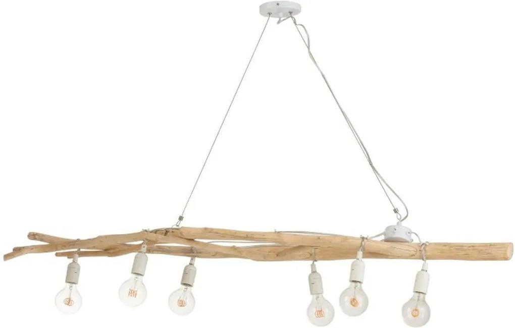 Dřevěný lustr se 6ti žárovkami Branchy - 145*35*15 cm
