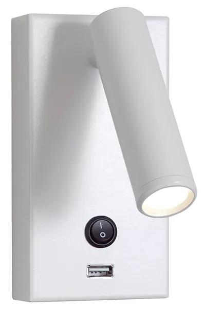 Nastavitelná nástěnná lampička Manhattan Wall Barva nohy: Bílá, Varianta: USB port součástí