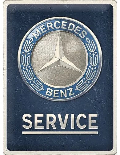 Postershop Plechová cedule: Mercedes-Benz - Service Emblem Blue - 40x30 cm
