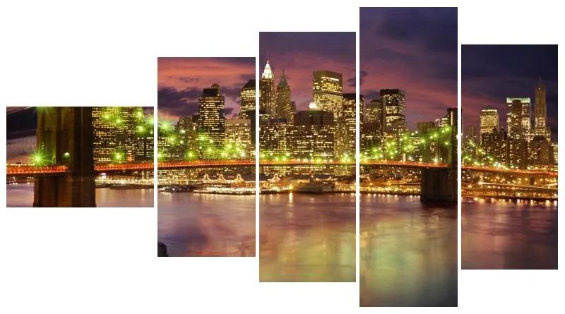Obraz nočního New Yorku s mostem (110x60 cm), 40 dalších rozměrů