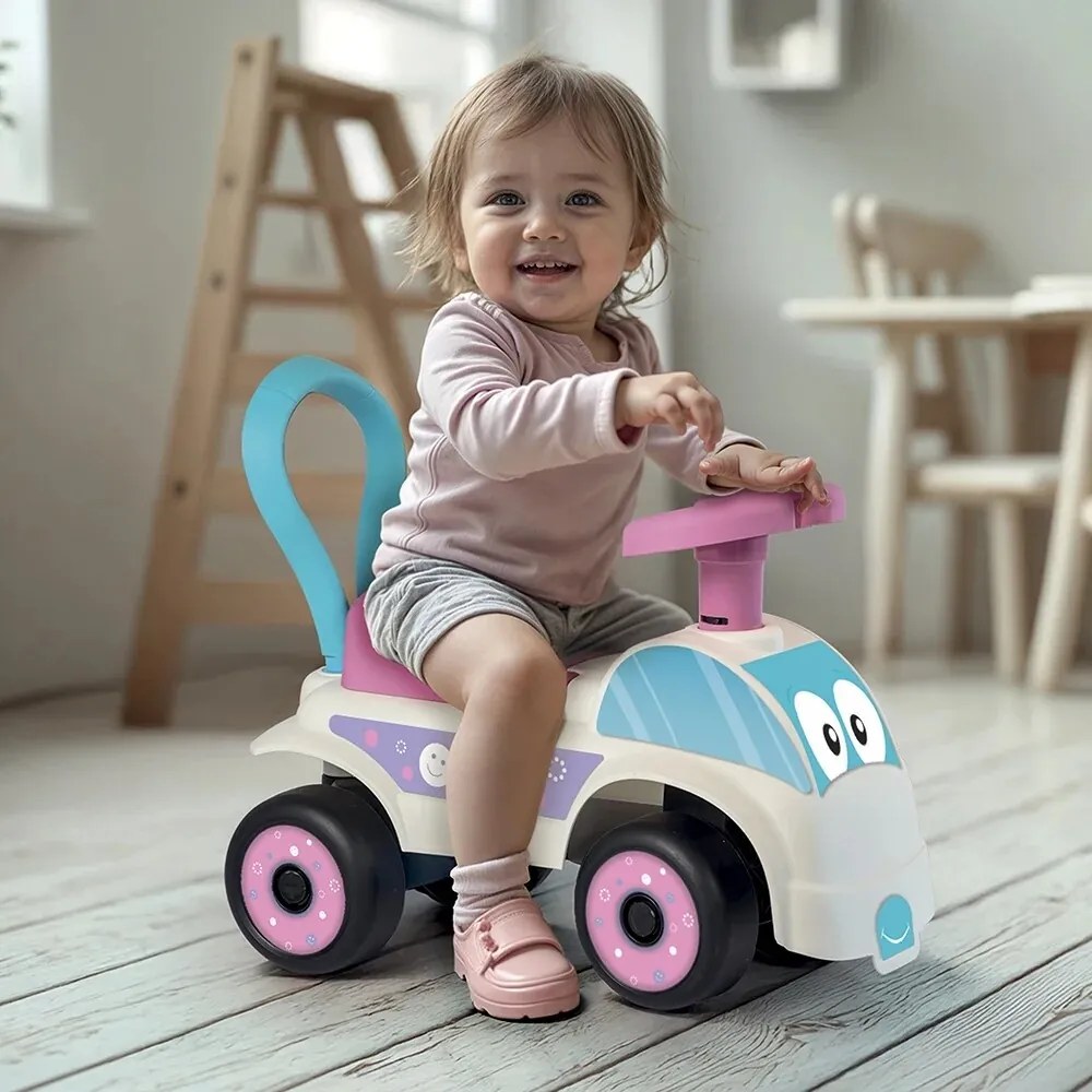 Dolu Odrážedlo auto, bílo-růžová