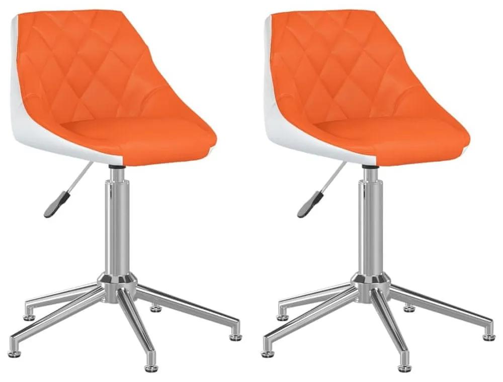 Petromila Otočné jídelní židle 2 ks oranžovobílé umělá kůže