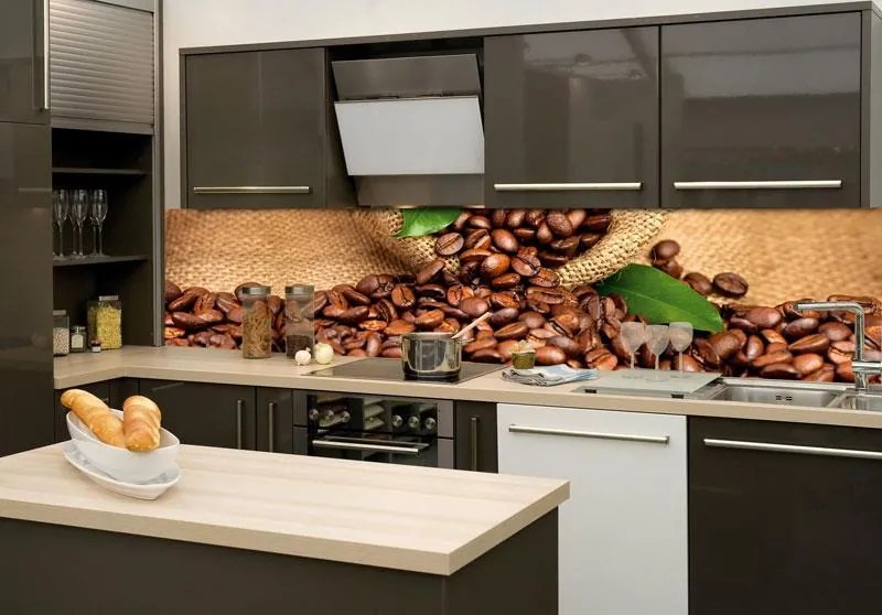 Samolepící fototapeta do kuchyně - Kávová zrna, 260x60cm, 006