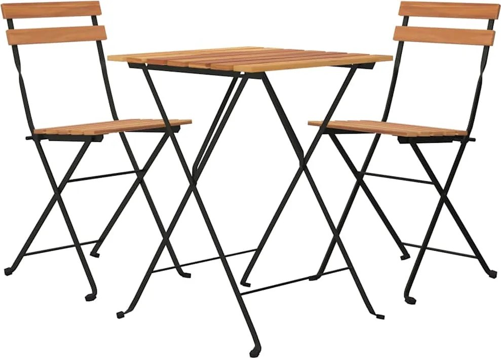 3dílný skládací bistro set masivní teakové dřevo a ocel 319977