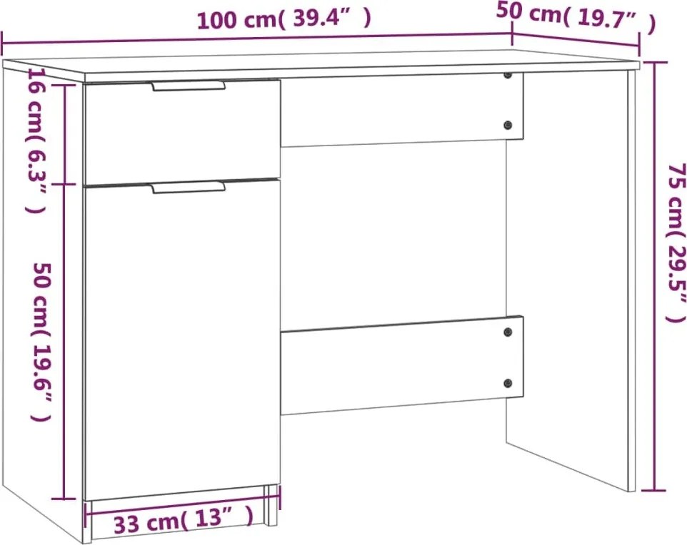 vidaXL Psací stůl 100 x 50 x 75 cm kompozitní dřevo [811499] Barva: šedá sonoma