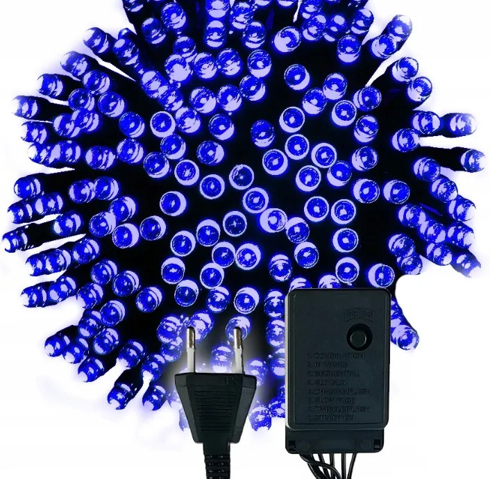 BERGE LED vánoční řetěz - 150LED - 15M - IP20 - 8 funkcí - modré
