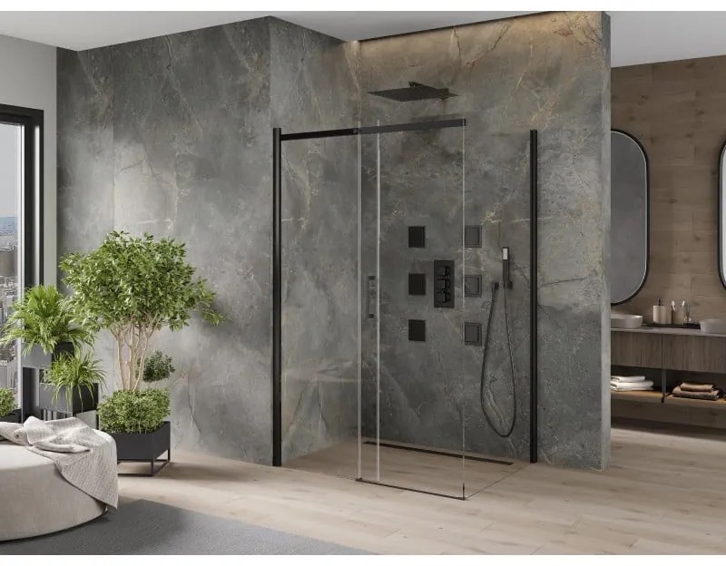 Mexen Omega sprchový kout 100x70cm, 8mm sklo, černý profil-čiré sklo, 825-100-070-70-00