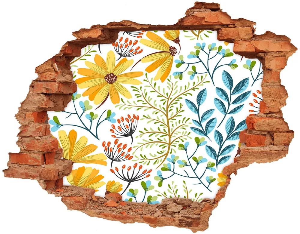 Wallmuralia Nálepka 3D díra na zeď Jarní květiny 90x70 cm