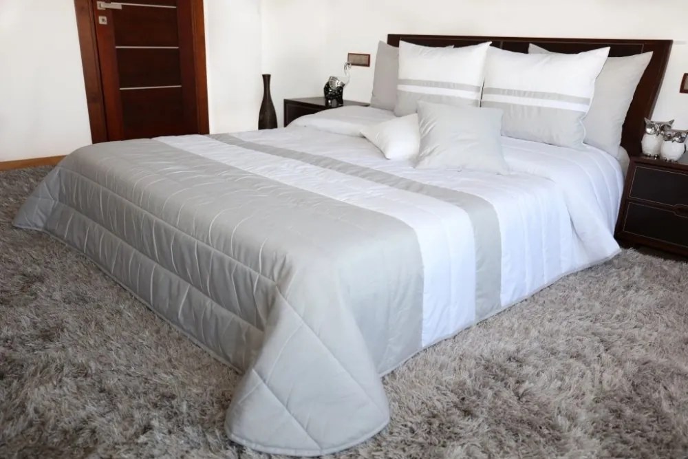 Luxusní přehozy na postel bílo šedé barvy Šířka: 240 cm | Délka: 240 cm