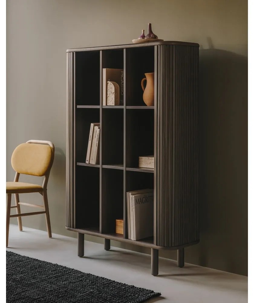 Tmavě hnědá skříňka v dekoru jasanu s posuvnými dveřmi 110x160x40 cm Mailen – Kave Home