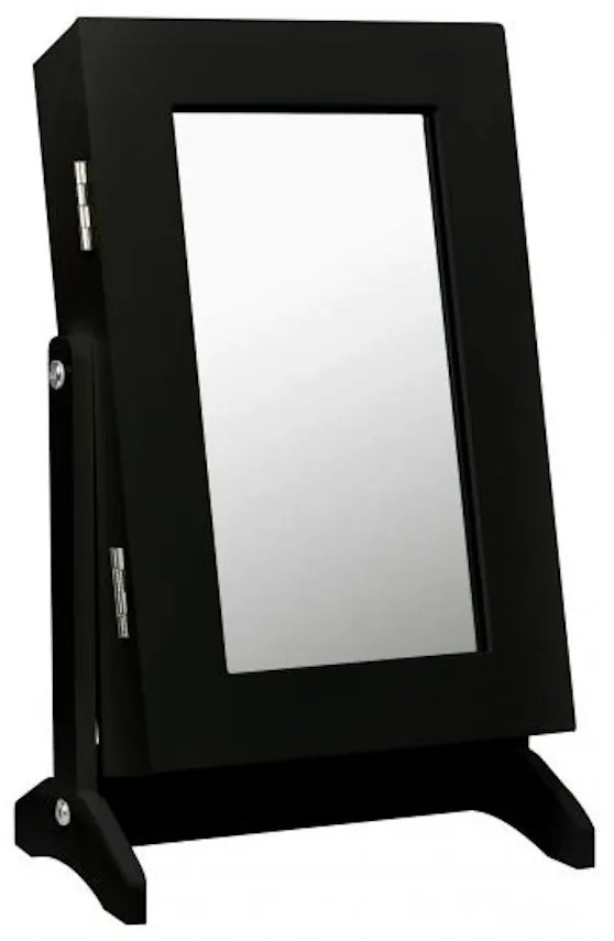 Chomik Skříňka na šperky se zrcadlem stojací malá černá 21 x 15 x 35 cm