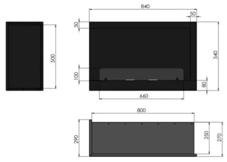 InFire - Rohový BIO krb 84x54 cm 3kW černá