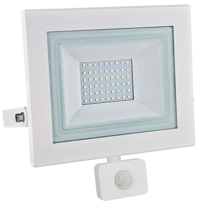ACA Lighting LED venkovní reflektor X 50W/230V/6000K/4180Lm/120°/IP66, pohybový senzor, bílý