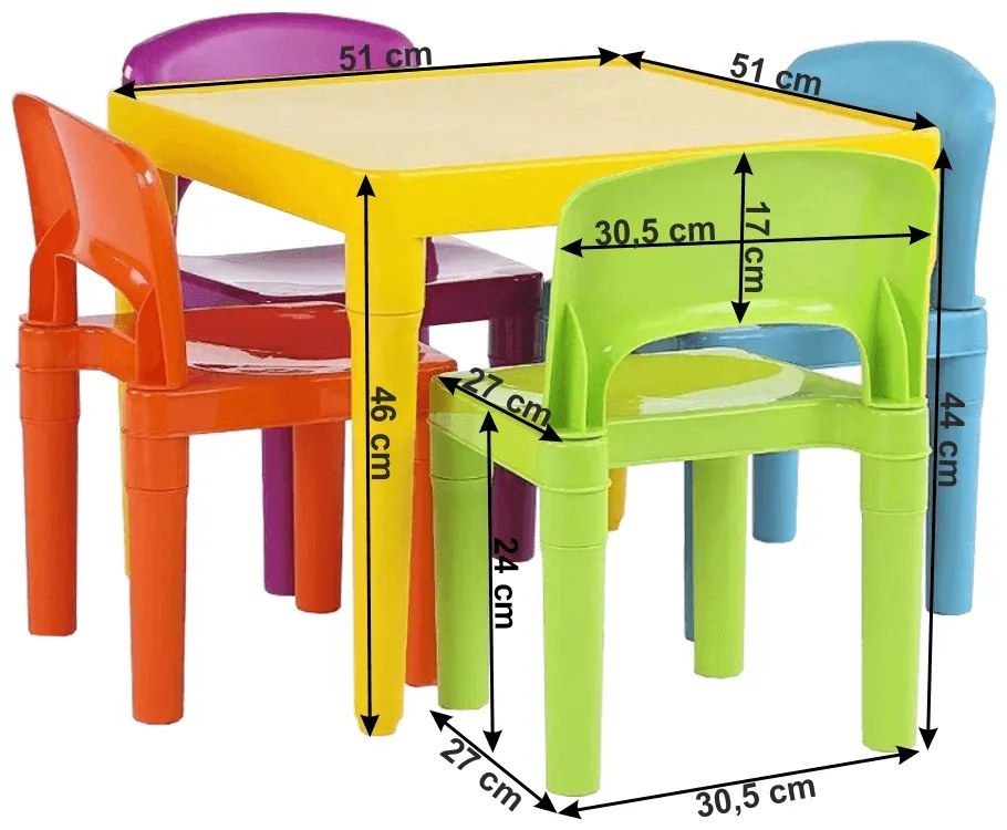 Kondela Dětský set 1+4, vícebarevný, ZILBO