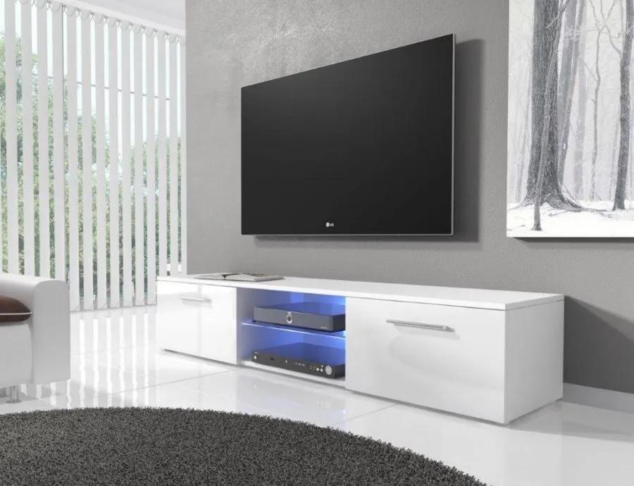 Casarredo - Komfort nábytek Televizní stolek RTV 03 s LED bílá/bílá lesk