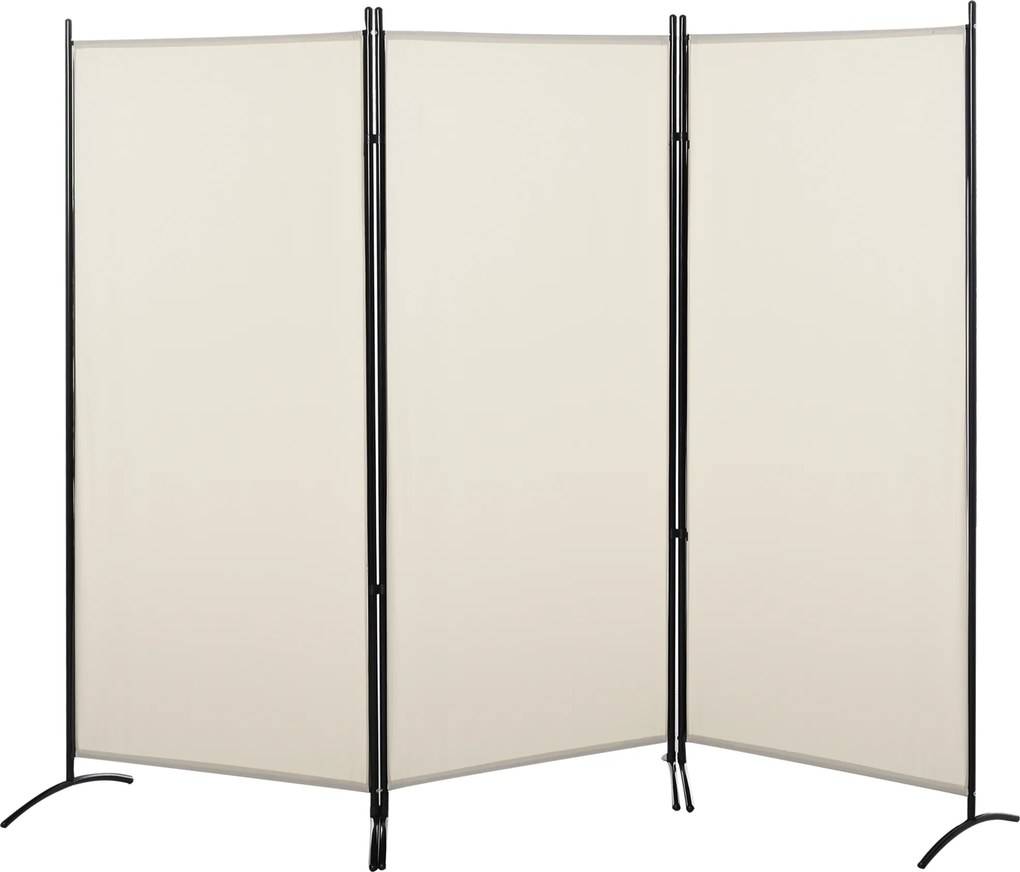 HOMCOM 3-panelový paravan 253x50x182 cm skládací paravan s 6 kovovými nohami, ochranný paravan pro kancelář a ložnici, béžový