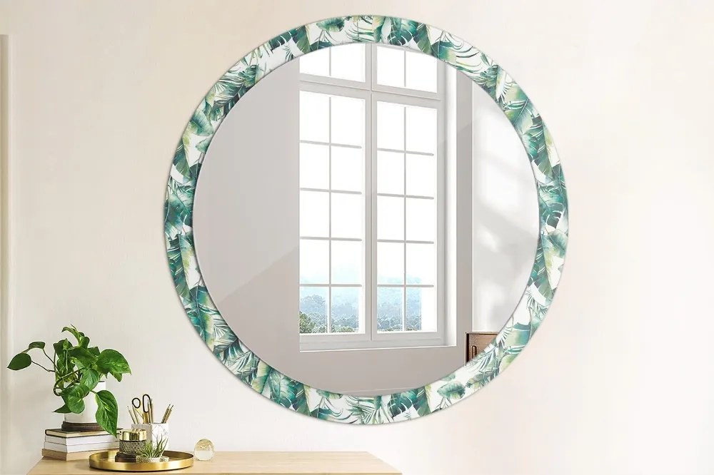 Kulaté dekorativní zrcadlo Listy fi 100 cm