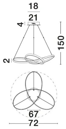 LED lustr Fusion 72 zlaté