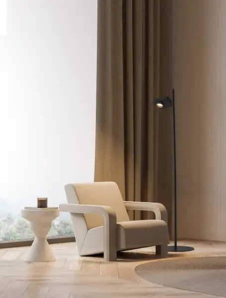 LED stmívatelný černá stojací lampa Kedros