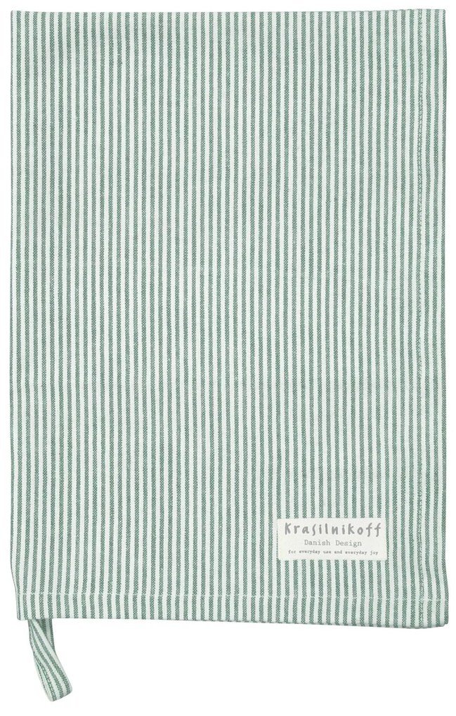 Krasilnikoff Utěrka Thin Stripes Green 50x70cm, zelená barva, textil