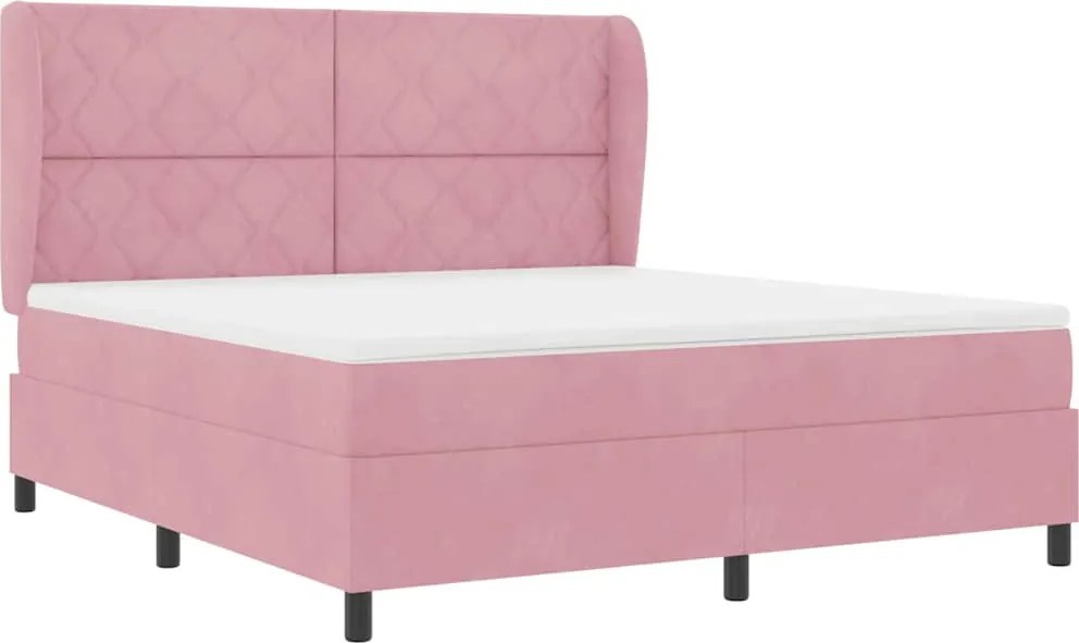 Postel s boxspringem s čelo Růžová 200 x 180 cm samet 3340999