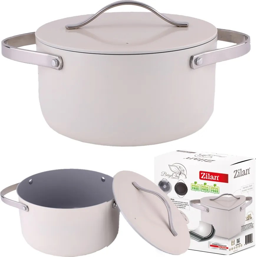 Hrnec Indukce Trouba Non-stick Zilan Beige Chef 24CM, 5,2L