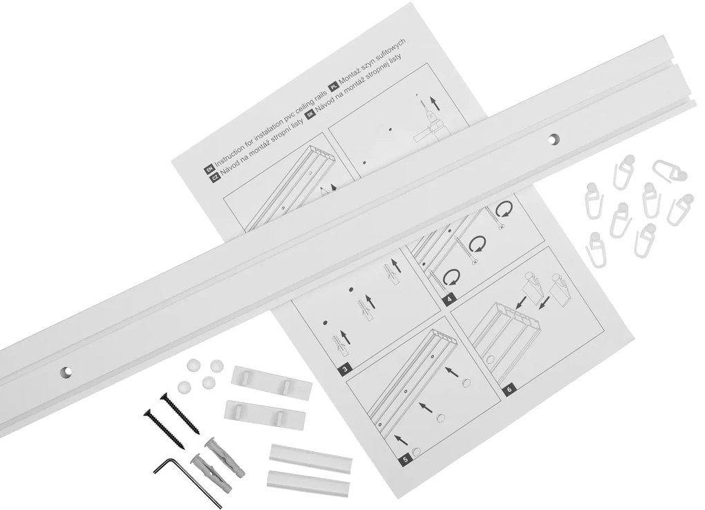 Dekodum Stropní kolejnice z PVC dvouřadá bílá Délka: 180 cm, Typ přichycení: žabky
