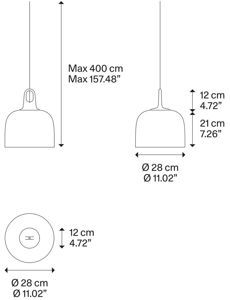 Lodes Závěsné svítidlo Jim Bell, Ø 28 cm, 1xE27 Barva: Matná černá, Barva struktury: Medová