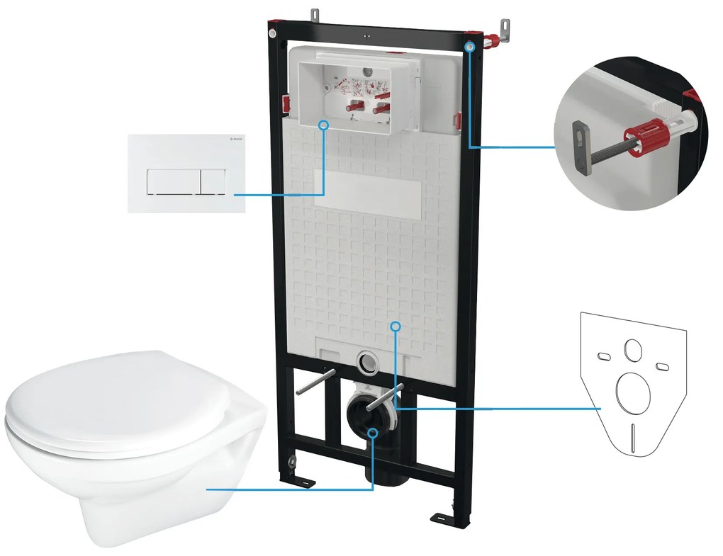 Deante WC set Boro 6v1, podomítkový systém + toaleta -