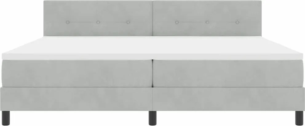 Postel s boxspringem s čelo Světle šedá 200 x 200 cm samet 3339194
