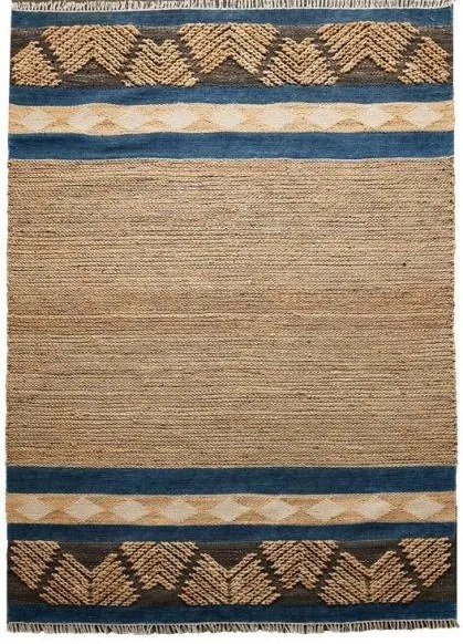 Diamond Carpets India, Ručně vázaný kusový koberec Agra Palace DE 2283 Natural Mix, 240x300, modrá, chodba / předsíň