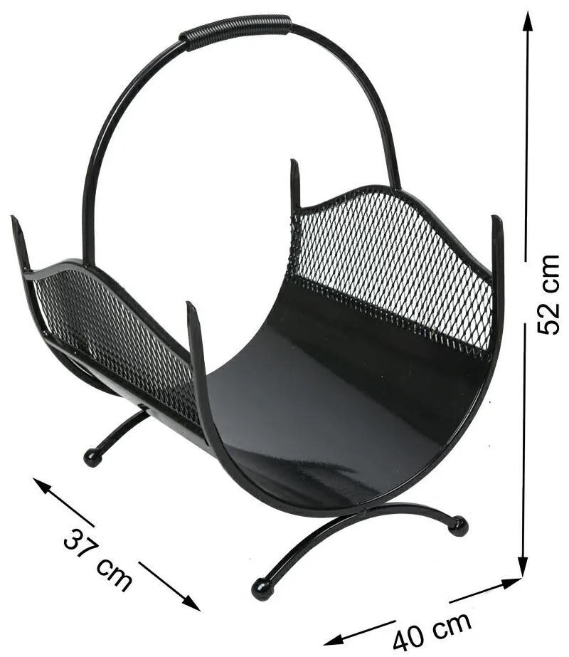 Kovový koš na dřevo Criss, 40x52 cm, černá