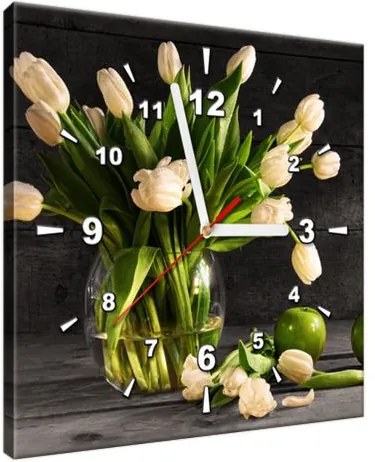 Tištěný obraz s hodinami Krémové tulipány 30x30cm ZP1392A_1AI