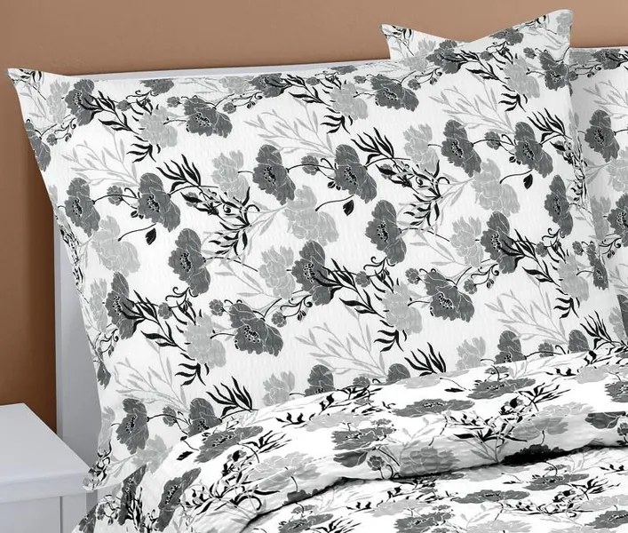 Bellatex Povlečení krepové Květ šedá 140x200, 70x90 cm rozměr 140x200, 70x90 cm