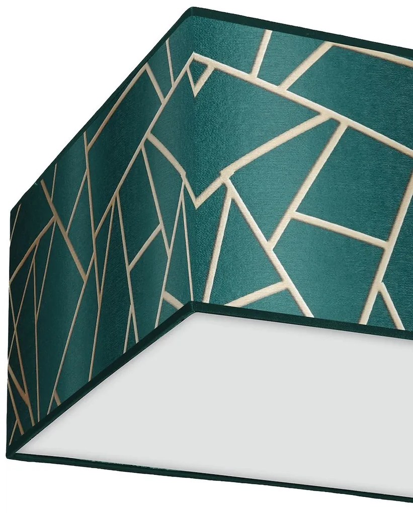 Stropní svítidlo Ziggy Square, 1x zelené/zlaté textilní stínítko, (bílé plexisklo), (40 cm)