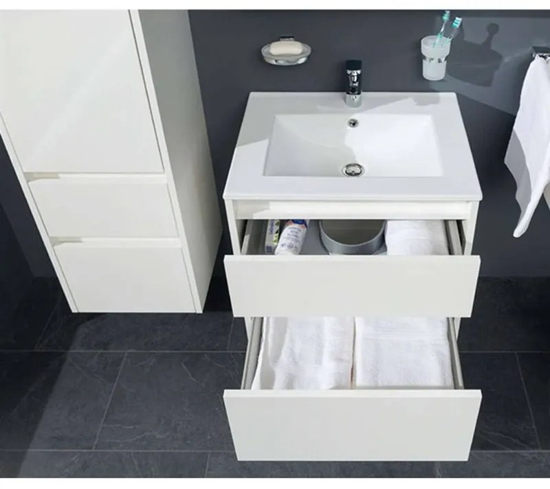 Mereo, Opto, koupelnová skříňka 61 cm, bílá, dub, bílá/dub, černá, CN910S