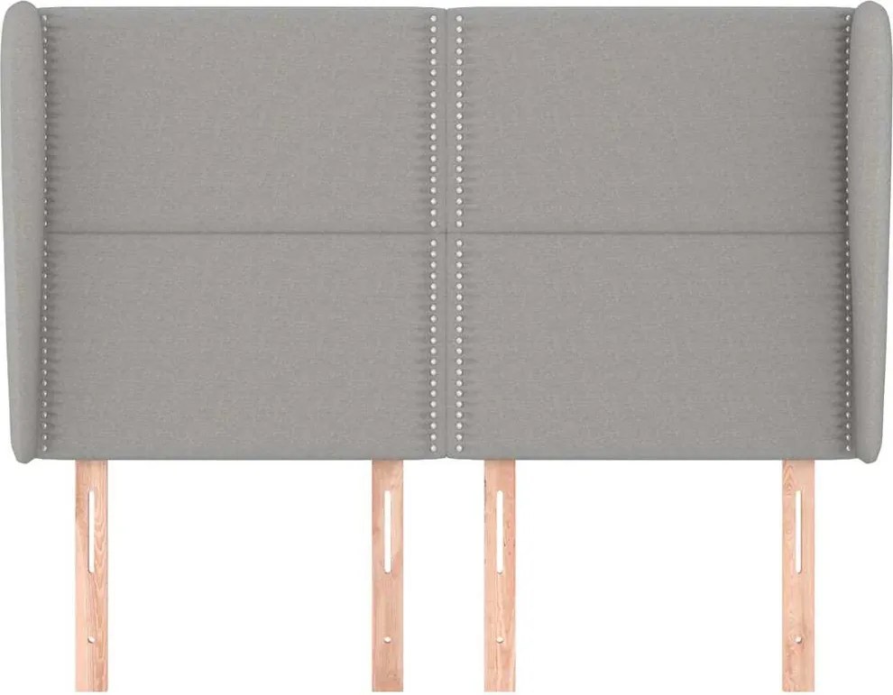 Čelo postele typu ušák světle šedé 147x23x118/128 cm textil 3117814