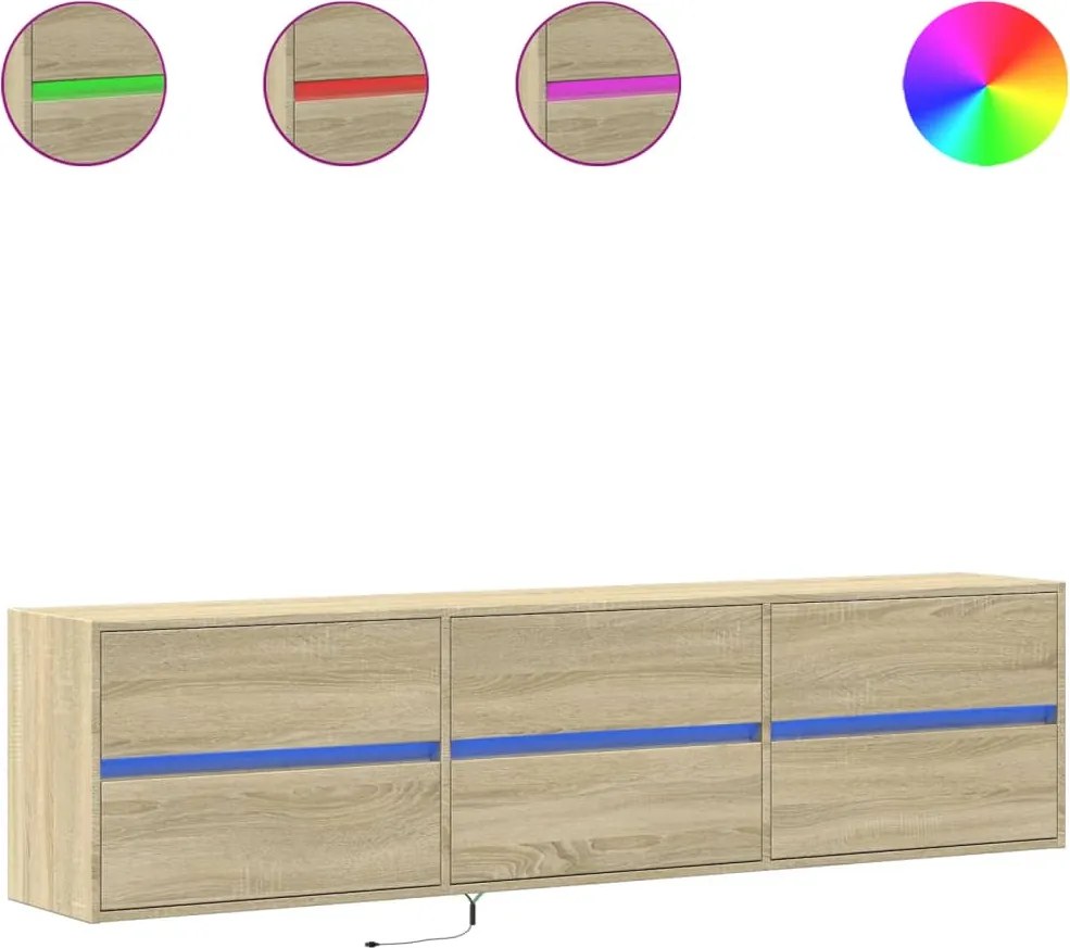 Nástěnná TV skříňka s LED dub sonoma 180 x 31 x 45 cm 3307935