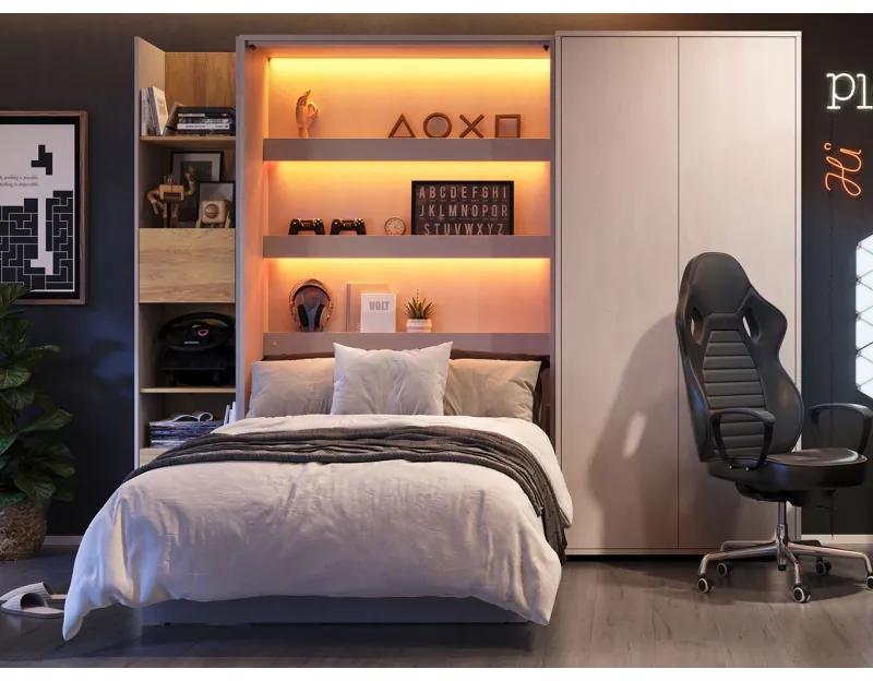 Sklápěcí postel Concept Junior - vertikální, Osvětlení: osvětlení LED, Rozměr postele: 120x200, Barva: Silk Flou
