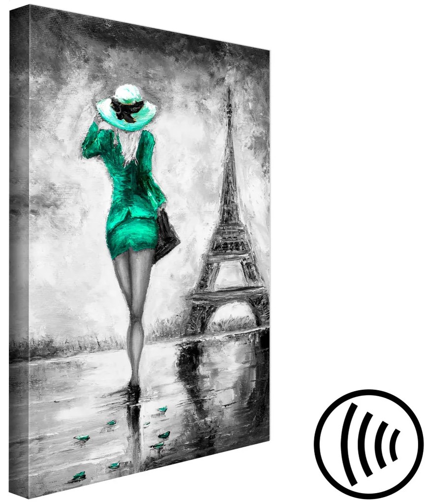 Obraz Pařížská žena (1 kus) vertikální zelená