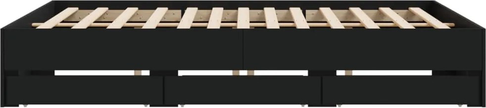 Rám postele se zásuvkami černý 160 x 200 cm kompozitní dřevo 3207260