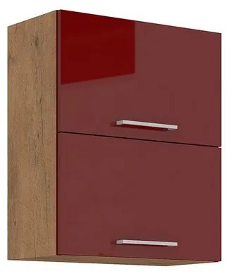 Dvoudvěřová horní kuchyňská skříňka Woodline 60 GU-72 2F, Barva: dąb lancelot / dark wood