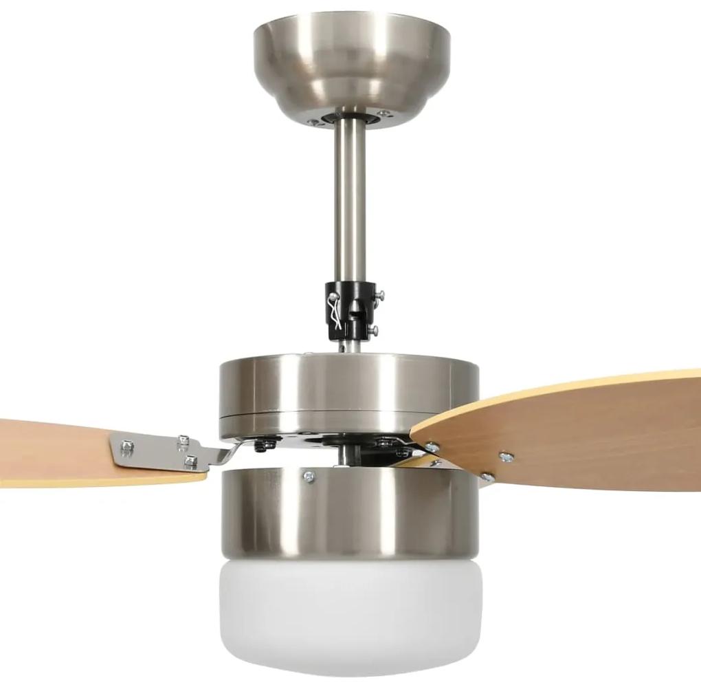 vidaXL Stropní ventilátor světlo a dálkový ovladač 76 cm světle hnědý