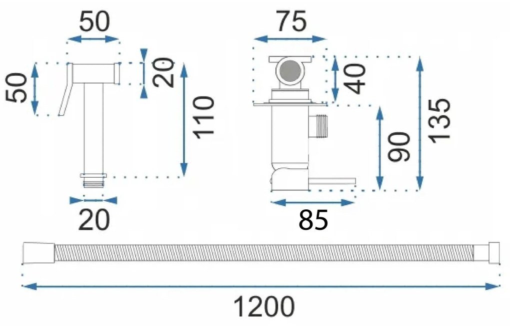 Rea Podomítková bidetová baterie LUNGO LOOP Diamond měď