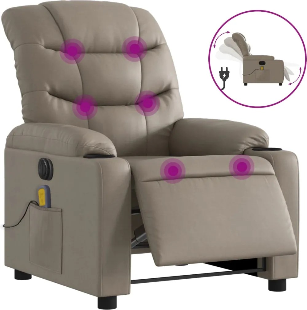 Elektrické masážní polohovací křeslo cappuccino umělá kůže 3206598