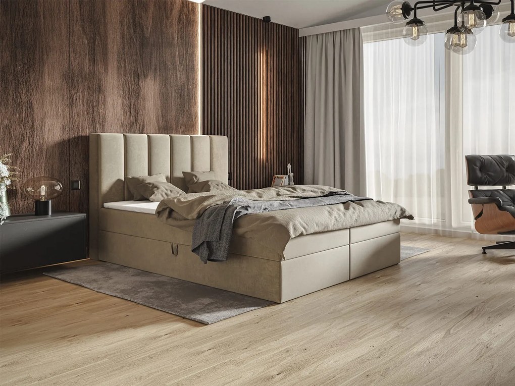 Čalouněná postel boxspring 160x200 úložný prostor