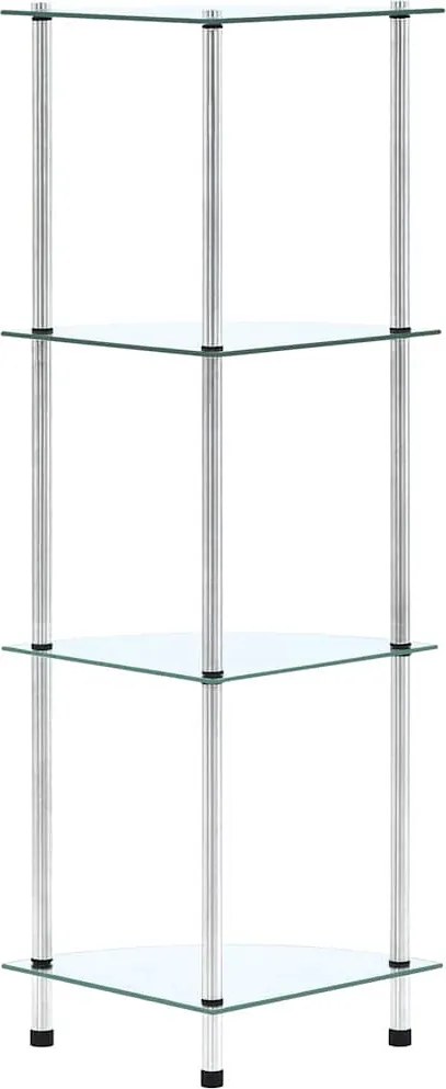 4patrová police průhledná 30 × 30 × 100 cm tvrzené sklo 249515