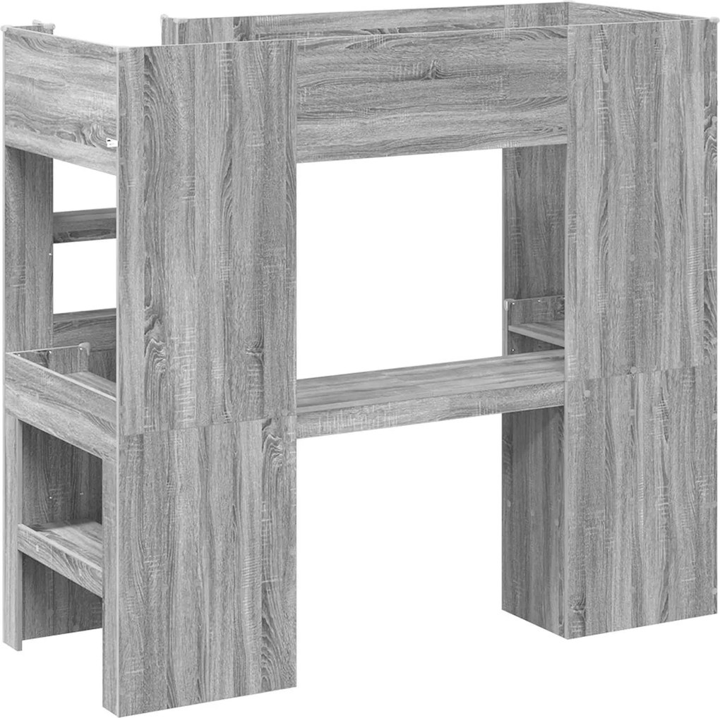 Rám patrové postele se stolem s policí Šedá Sonoma 75 x 190 cm 3410432